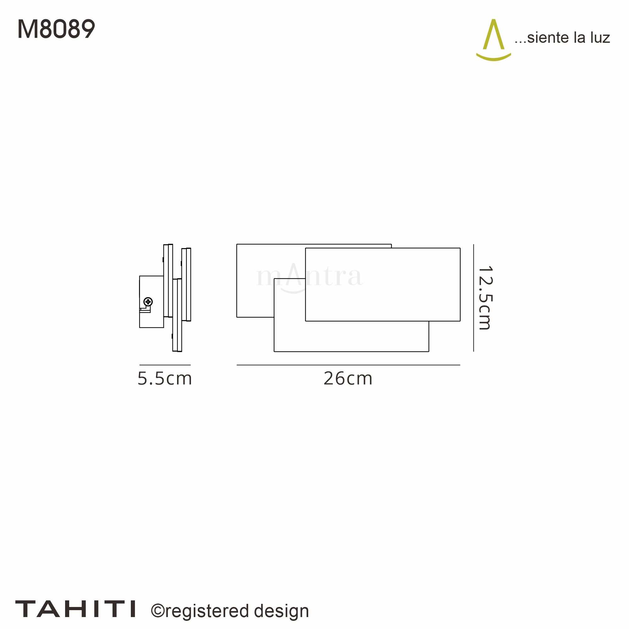 M8089 Tahiti XL Mantra Fusion Tahiti XL 260 x 125mm Wall Light 12W LED - Inspired Lighting Ltd.